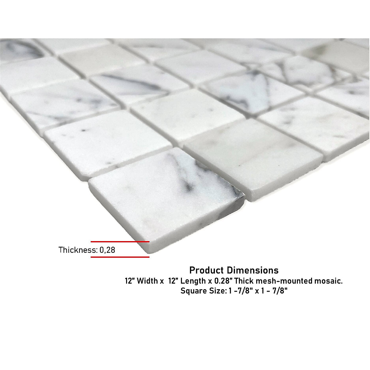 Tenedos Calacatta Gold Marble 2x2 Square Floor and Wall Tile Honed for Kitchen Backsplash| Bathroom| Fireplace Surround