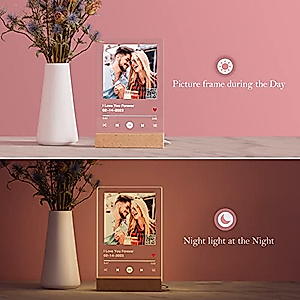 witfox Custom Song Plaque Birthday Gifts for Men/Women – QR Code Spotify Plaque Customized Music Gift for Him/Her – Personalized Acrylic Song with Photo Gifts for Girlfriend/Boyfriend