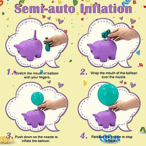 Balloon Pump,AcmyslaT Electric Balloon Pump Kit 600W 110V,Cute Elephant Balloon Air Pump with Tying Tool,Dot Glue,Flower Clip for Party/Wedding/Christmas/Birthday/Ceremony Decoration (Purple)