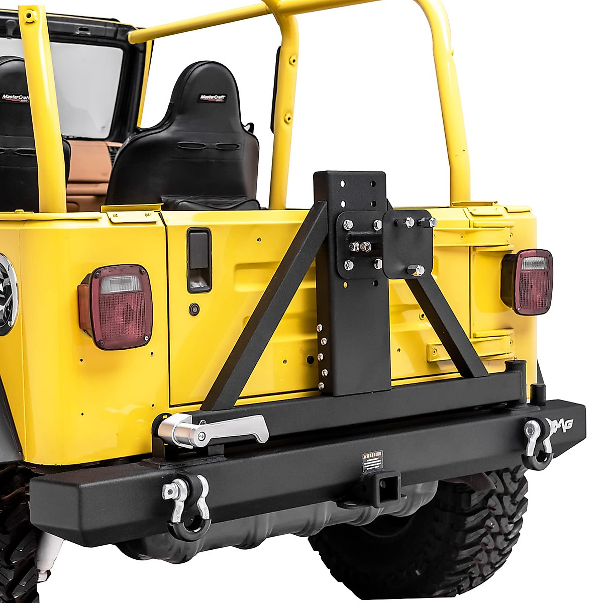 EAG Classic Rear Bumper with Tire Carrier Black Textured Fit for 87-06 Wrangler TJ YJ