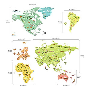 DECOWALL DLT-1616N Colourful World Map Kids Wall Stickers Wall Decals Peel and Stick Removable Wall Stickers for Kids Nursery Bedroom Living Room (XLarge) d?cor