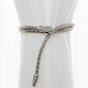 Magnetic Curtain Tiebacks Stainless Steel Curtain Buckle Tie Backs Set of 2 (Silver Snake)