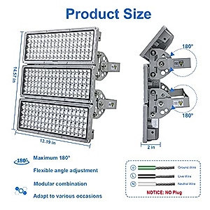 Kekeou GDIDEA LED Flood Light Outdoor 300W Field Lights Stadium Lights LED Floodlights 33000LM 6500K IP67 Waterproof Adjustable Lighting Angle Exterior Flood Lights for Arenas