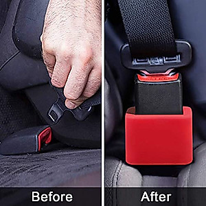Leismy 2-Pack Car Seat Belt Buckle Holder, Car Seatbelt Buckle Guard (BPA Free), Durable Silicone Material, Seat Belt Holder Upright Your Seat Belt Receiver for Easy Access (Red)