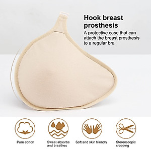 Silicone Breast Forms Protective Cover, Cotton Hook Design Women Mastectomy Prosthesis Cover Bag Excellent Heat Dissipation for Mastectomy Prosthesis (Left)