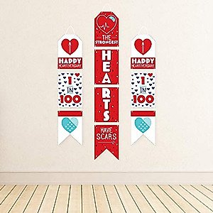 Big Dot of Happiness Happy Heartiversary - Hanging Vertical Paper Door Banners - CHD Awareness Wall Decoration Kit - Indoor Door Decor
