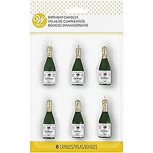 Wilton Candles and Cake Decorations, 2 -Inch, Champagne Bottles, 6-Pack, Green