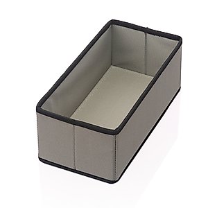 YBM Home Foldable Cube Storage Bin Basket Container, Great Tote Organizer for Closet, Drawer, Dresser and Home Organization, Gray with Black Trim (6, Small)