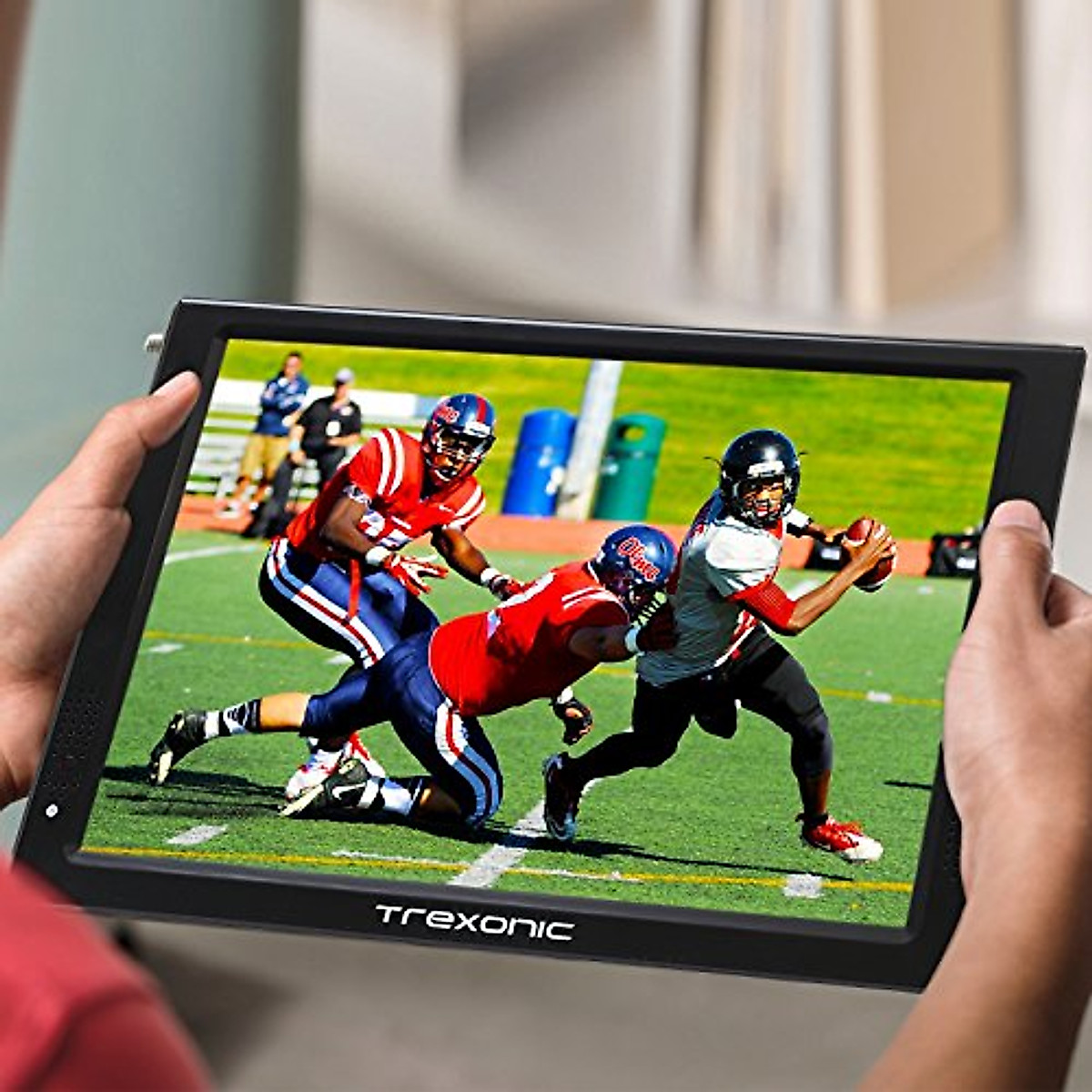 Trexonic Ultra Lightweight Rechargeable 12" LED TV With HDMI, SD, MMC, USB, VGA, Headphone Jack, AV Inputs and Output And Built-in Digital Tuner