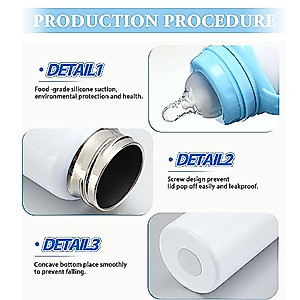 TrelaCo 4 Pcs 8 oz/ 240 ml Baby Bottle Stainless Steel with Pink and Blue Handle Sublimation Blank Kids Stainless Steel Tumblers Anti Drop Baby Bottle Stainless Steel Toddler Water Insulated Cups