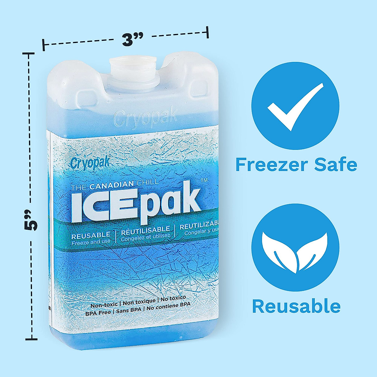 Cryopak Hard Shell Reusable Ice Pack, 3x5 (Pack of 4)