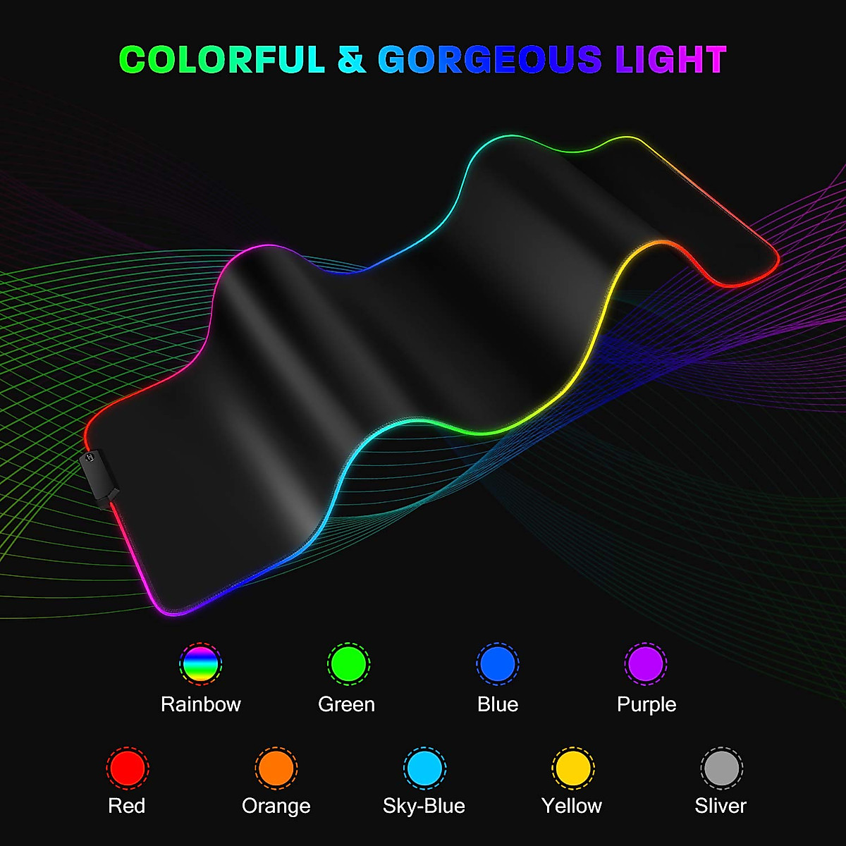 YXLILI Mouse Pad Gaming Large Mouse Pads for Keyboard and Mouse Extended RGB Mouse Mat, 12 Lighting Modes, Waterproof, Non-Slip Rubber Base XXL Mousepads for Desk Computer PC Laptop-31.5 X 12inches