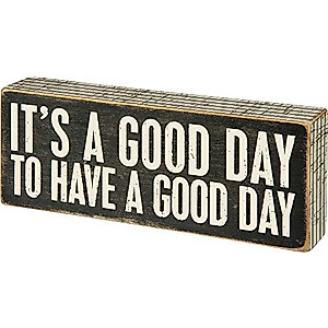 Primitives by Kathy 31127 Pinstriped Trimmed Box Sign, 8" x 3", A Good Day