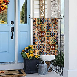 Double-sided garden flag Mexican Talavera Tiles Boho Print Outdoor Flag Garden Flag Yard Outdoor Decoration （12×18in）.