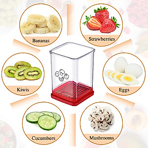 Threlaco Cup Slicer Egg Slicer Fruit and Vegetable Speed Slicer with Push Plate Strawberry Slicer Stainless Steel Banana Strawberry Cutter for Quickly Making Fruit Vegetable Salad (2)