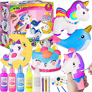 Officygnet Unicorn Toys for Girls Age 4 5 6 7 8 9 10 11 12 Year Old, Unicorn Painting Kits with 5 Squeeze Toys, Arts and Crafts Kits for Kids Ages 4-8 6-8 8-12, Ideal Christmas Birthday Gift for Girls