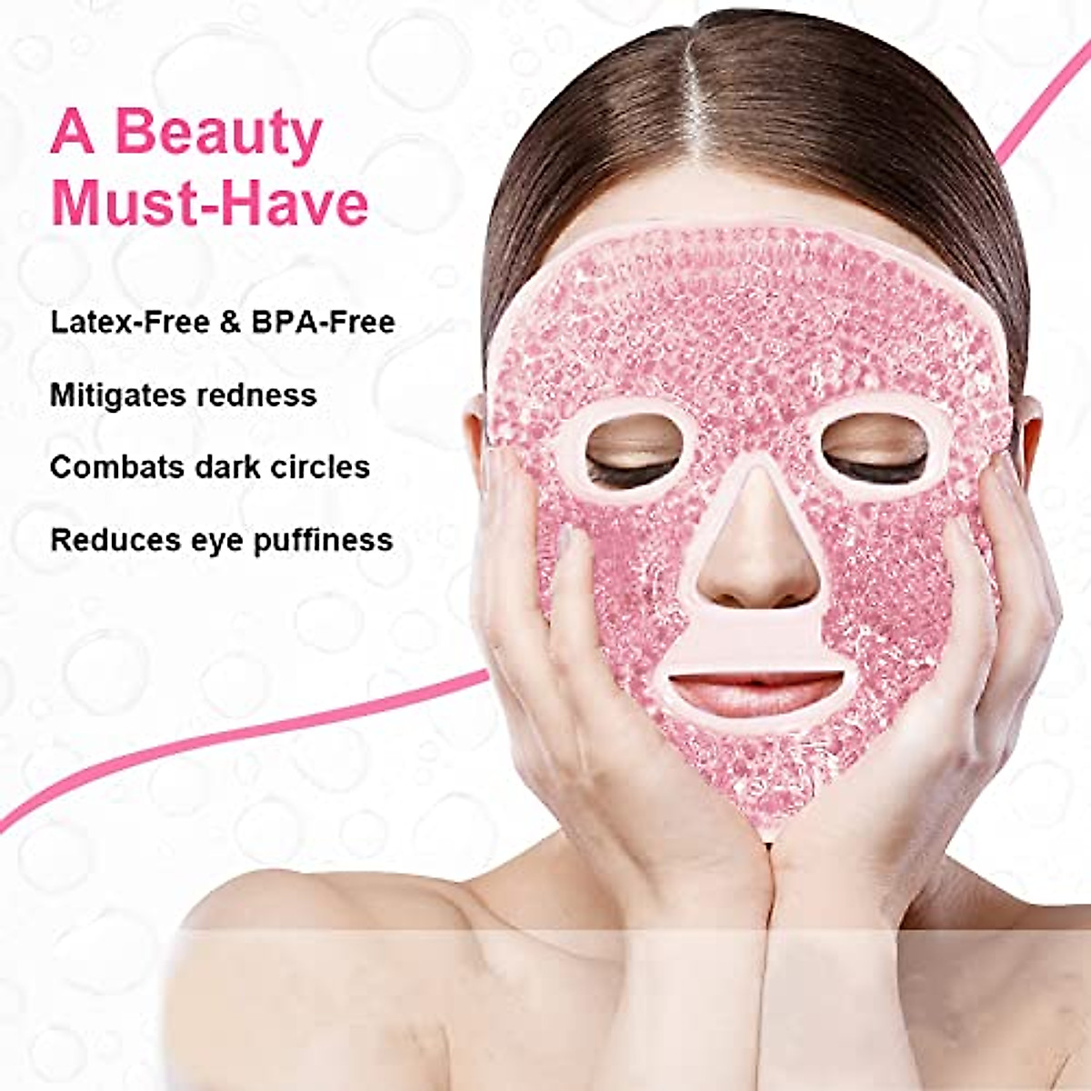 CONBELLA Face eye masks for dark circles and puffiness, Migraines, Headache, Stress, Redness, Acne, Cooling Face Masks for Women Man, Hot Cold Use Ice Face Mask.