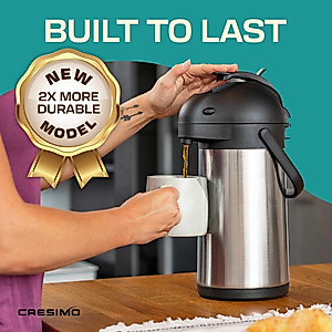 Thermal Coffee Carafe 74oz - 12 Hours Hot Insulated Drink Dispenser, Airpot Coffee Carafe, Hot Water Dispenser Countertop, Thermal Coffee Pot - Stainless Steel Coffee Carafes for Keeping Hot, Air-Pot