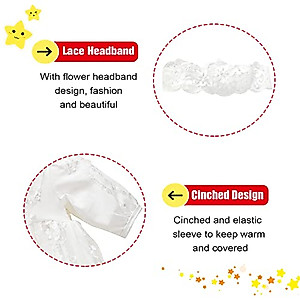 TENTIDE Baby Girl Christening Baptism Dresses White Embroidered Lace Newborn Baby Dedication Gowns with Headband 0-3 Month(Off-white, 0-3 Months)