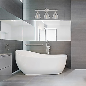 Globe Electric 51445 Parker 3-Light Vanity Light, Chrome, Clear Glass Shades, Bulb Not Included