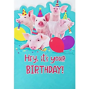 Greeting Card Hey It's Your Birthday with Party Pigs - That's A Very Pig Deal