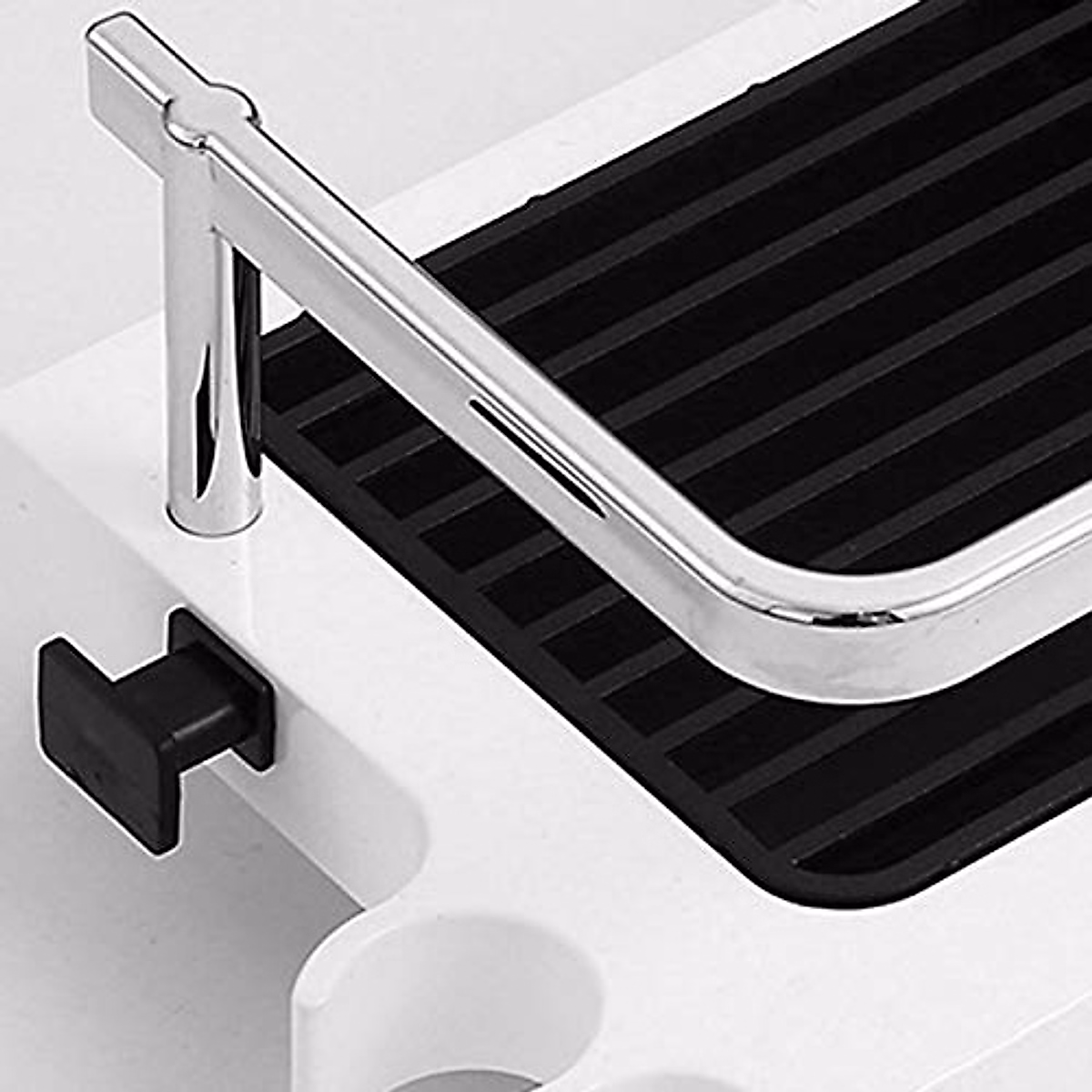 shlutesoy Bathroom Shelf Shower Storage,Shower Storage Shelf,Multifunctional Punch Free Shower Rod Rectangular Storage Rack Holder Black White