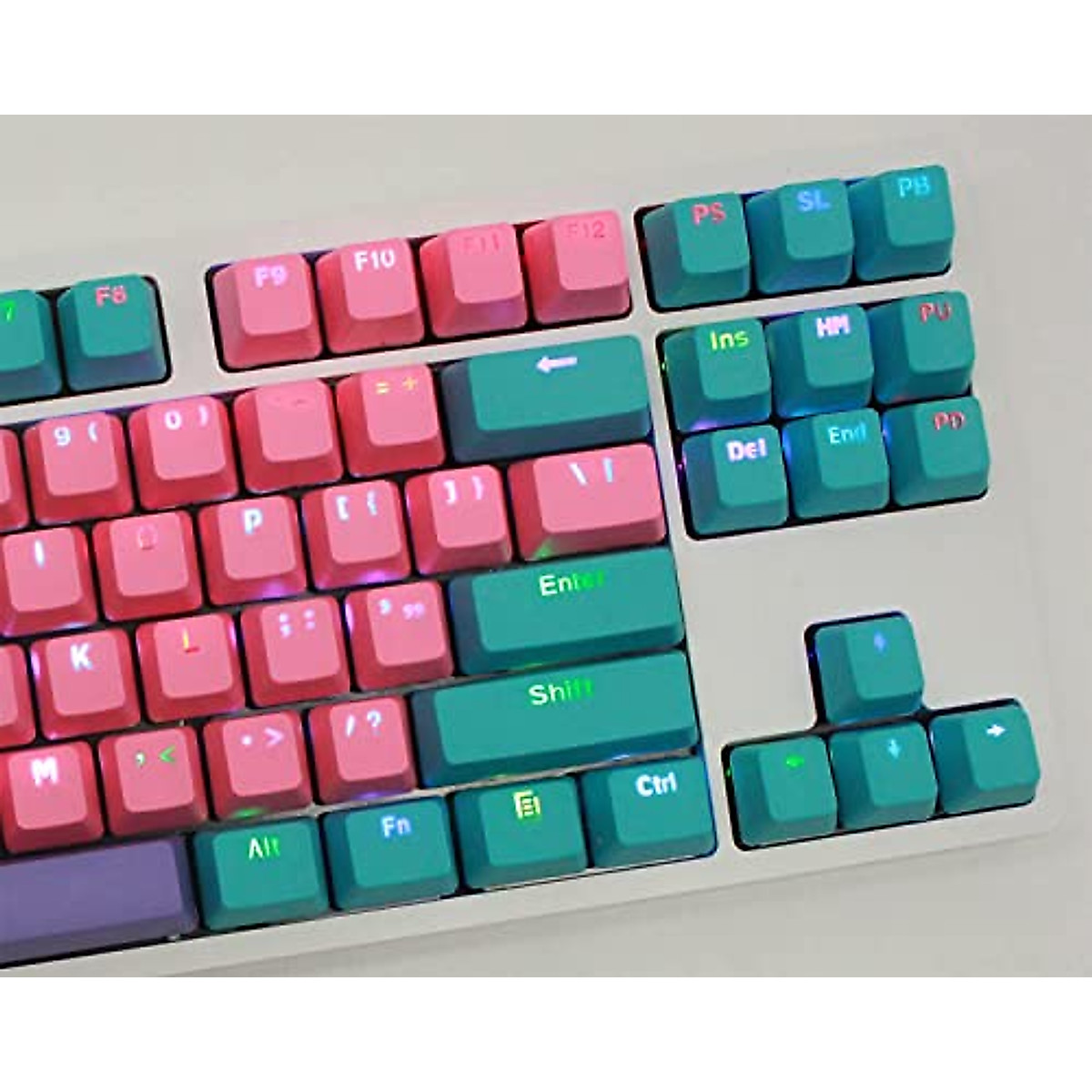 61 PBT Keycaps Tkl 87 Backlit PBT Keycap Set with Puller OEM Profile US Layout for DIY MX Switches 60%/61/87 TKL/104 RGB Mechanical Gaming Keyboard
