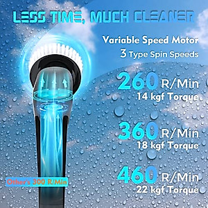 Electric Spin Scrubber, Yirilan 2023 New Cordless Shower Scrubber with 8 Replaceable Brush Heads and Adjustable Extension Handle, Power Cleaning Brush for Bathroom, Kitchen, Car, Tile, Wall, Floor