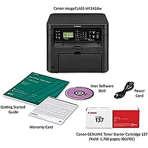 Canon imageCLASS MF242dw All-in-One Wireless Monochrome Laser Printer- Black - Print Scan Copy - 28 ppm, 600x600 dpi, 512MB Memory, Auto 2-Sided Printing, 250-sheet Capacity, 5-Line LCD