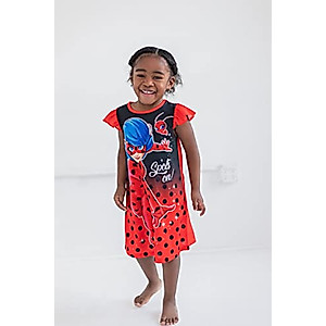 Miraculous Ladybug Big Girls Nightgown Pajamas Black/Red 10-12