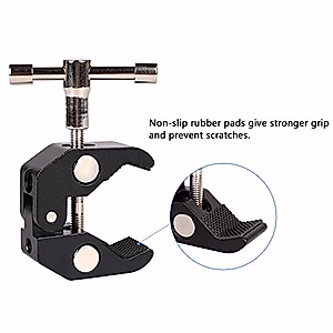 QYXINC 2Pack Super Clamp with 1/4 and 3/8 Thread Camera Clamp Mount，Crab Clamp Rod Clamp Clip for Cameras, Rods, Lights, Hooks, Shelves, Cross Bars, etc