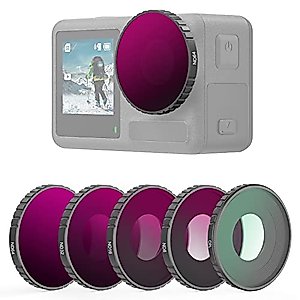 NEEWER 5PCS ND Filter Kit Compatible with DJI Osmo Action 3, CPL ND8 ND16 ND32 ND64 Neutral Density Filter HD Optical Glass Multi Layer Coated Aluminum Alloy Frame for Action Camera Accessories