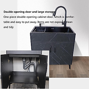 TRGCJGH Bathroom Vanity with Top Sink, Wooden Double Door Bathroom Storage Vanity, Bathroom Vanity and Sink Combo, Bathroom Vanity(780X430mm/30.7X16.9in,Black)