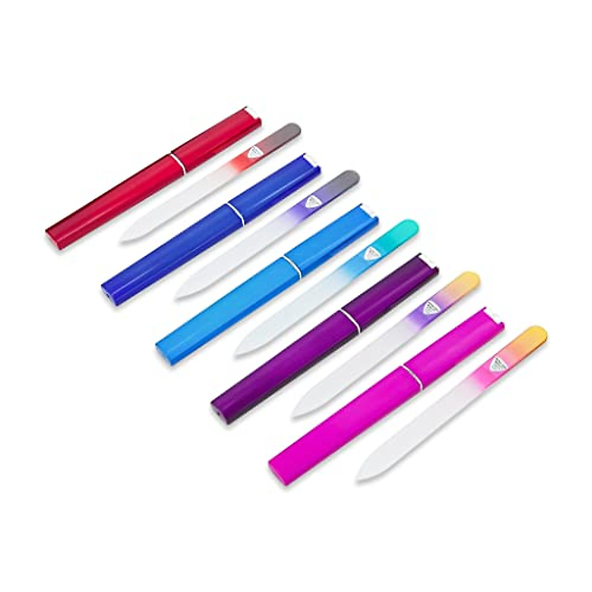 Glass Files for Nails, Luxurious Valentine Gift - Manicure Glass Fingernail Files with Cases. Trim, Shape, and Smooth with Authentic Czech Glass - 5-Piece Bona Fide Beauty Premium Czech Glass Files