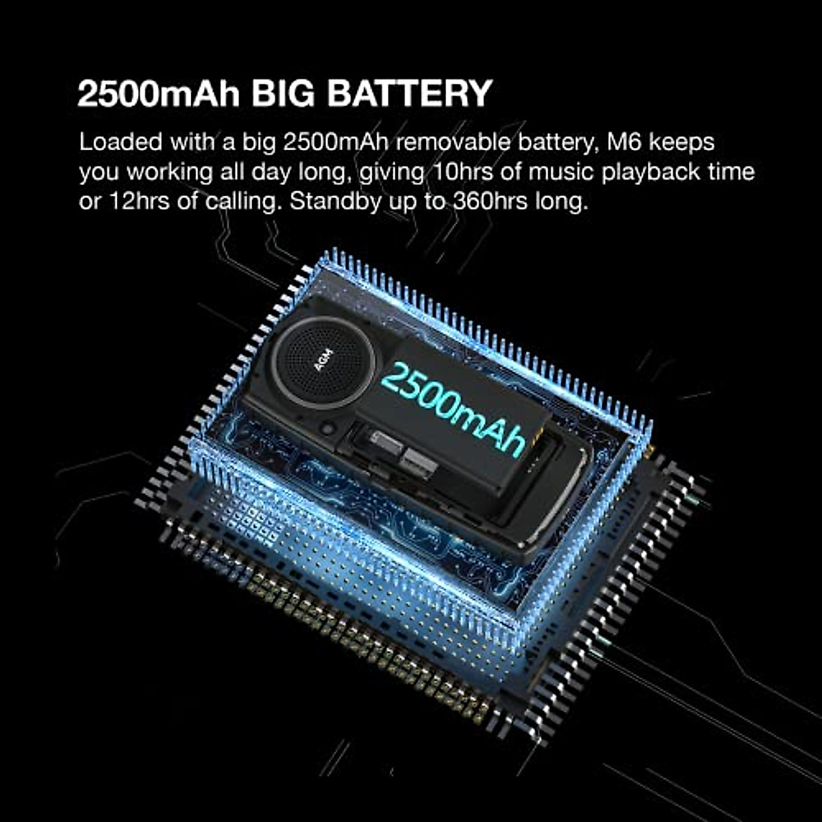 AGM M6 Rugged Phone 4G, IP68 Waterproof Cell Phone 2.4" Screen, Dual SIM, T-Mobile, 2500 mAh, 109dB Speaker, 128GB SD Card Expandable, Torch Function, Senior Cell Phone Unlocked