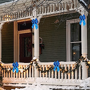 Lulu Home Holiday Small Bows, 10" x 7" Blue Velvet Bow Knots, Wired Edge Decorative Bows for Gift Wrapping DIY Crafts Supplies, 8 Packs