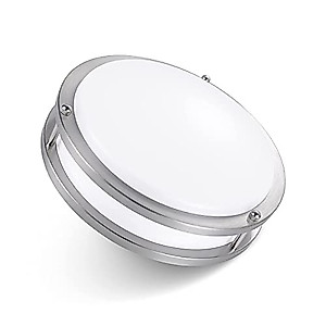 10-Inch Double Ring Dimmable LED Flush Mount Ceiling Light, 16W (95W Equivalent), 1120lm, 2700K Warm White, Brushed Nickel Finish Steel, ETL Listed, Commercial or Residential 2 Pack