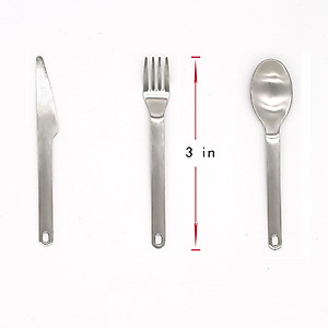 LEADUP Mini Stainless Steel Mini Kitchen Tool Set with Keychain(3"),Set of 3,Includes Knife, Fork, Spoon
