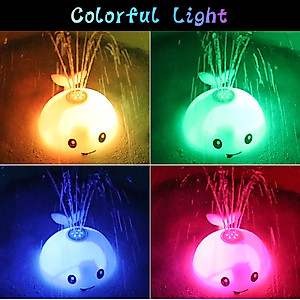 AOLIGE Baby Light Up Bath Toys for Kids （2pcs） Whale Bath Toy Sprinkler Induction Sprinkler Bathtub Toys (2PCS White & Grey Whale)