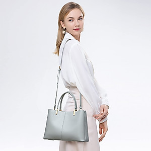 HENG REN Women's Handbags Shoulder Bags,Upgraded Version Medium Classical Style Purses Top Handle Satchel Bag for daily. (Cement Grey)