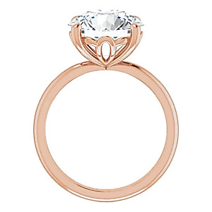 Moissanite Engagement Ring 5 Carat Round Handmade Solitaire Diamond Bridal Wedding Gifts for Women Ring VVS Colorless (14K Solid Rose Gold)