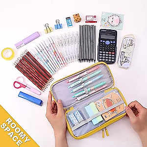 SCIONE Pencil Case for Girls, Large Pencil Pouch School Supplies for Kids with Dry-erase Board, Big Capacity Zipper Cute Pen Box Bag Organizer, Back to School Gifts for Student Teens College Office