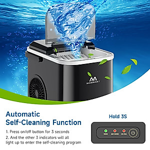 Portable Ice Maker Countertop, Small Ice Maker Machine with Handle, 26.5lbs/24Hrs, 8 Cubes in 6-10 Mins, Self-Cleaning Ice Makers for Home/Kitchen/Office/Bar