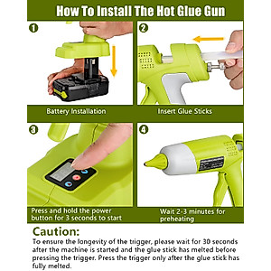 Taingwei Cordless Hot Glue Gun Kit for Ryobi 18v Battery,100W LED Digital Hot Melt Glue Gun with 10pcs 0.43'' Hot Glue Sticks for Home Repair, Arts & Crafts (Battery not included)