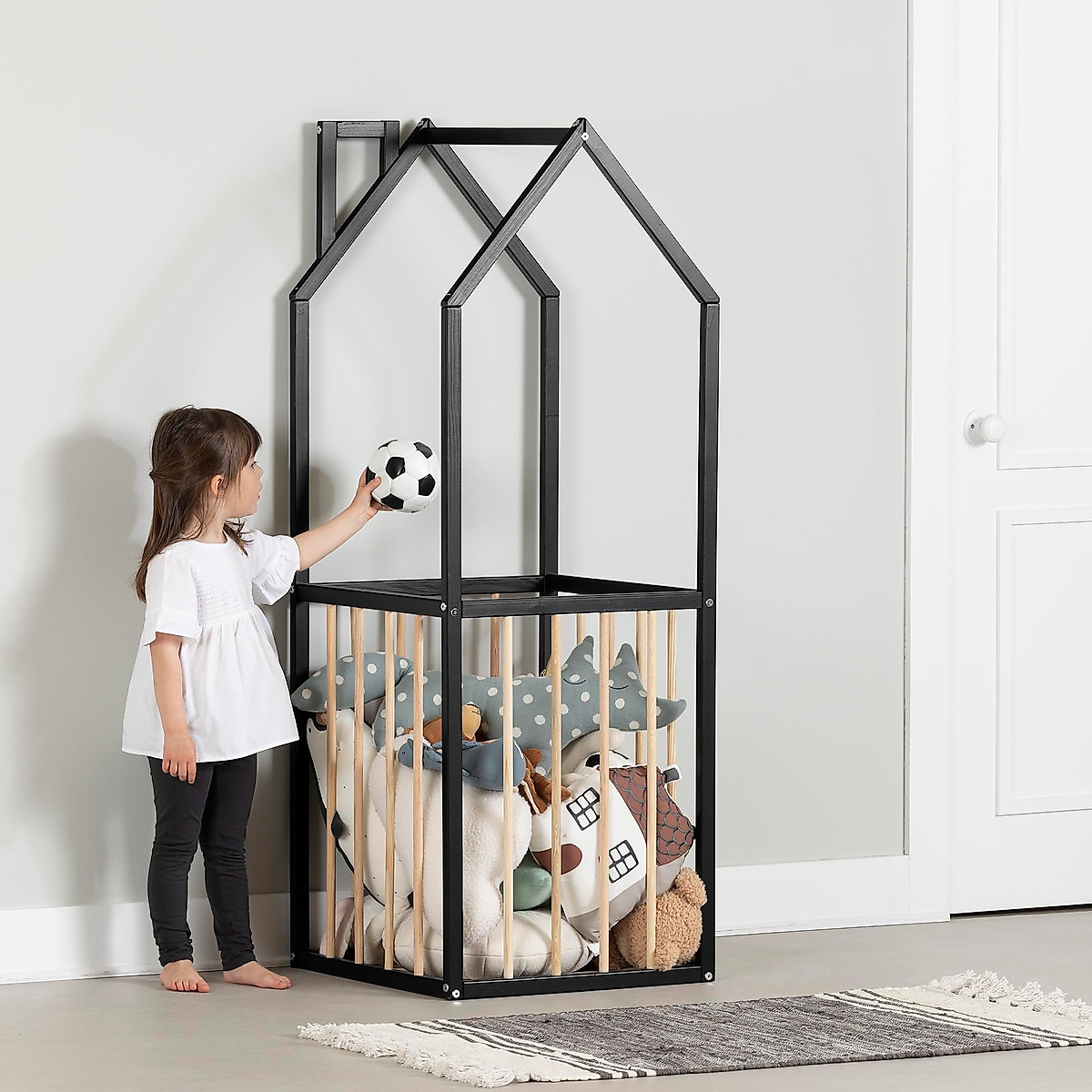 South Shore Sweedi House Shaped Toy Storage Unit, Black and Natural