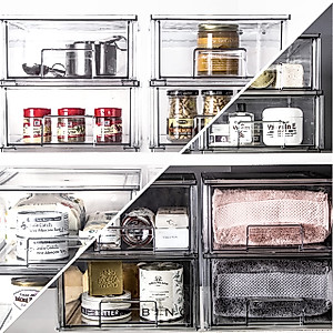 BINO | Stackable Storage Drawer | THE CRATE COLLECTION | Clear Storage Bins with Drawers for Pantry Shelf Organization and Storage | Fridge Organizer | Stackable Storage Bins for Organization | Large