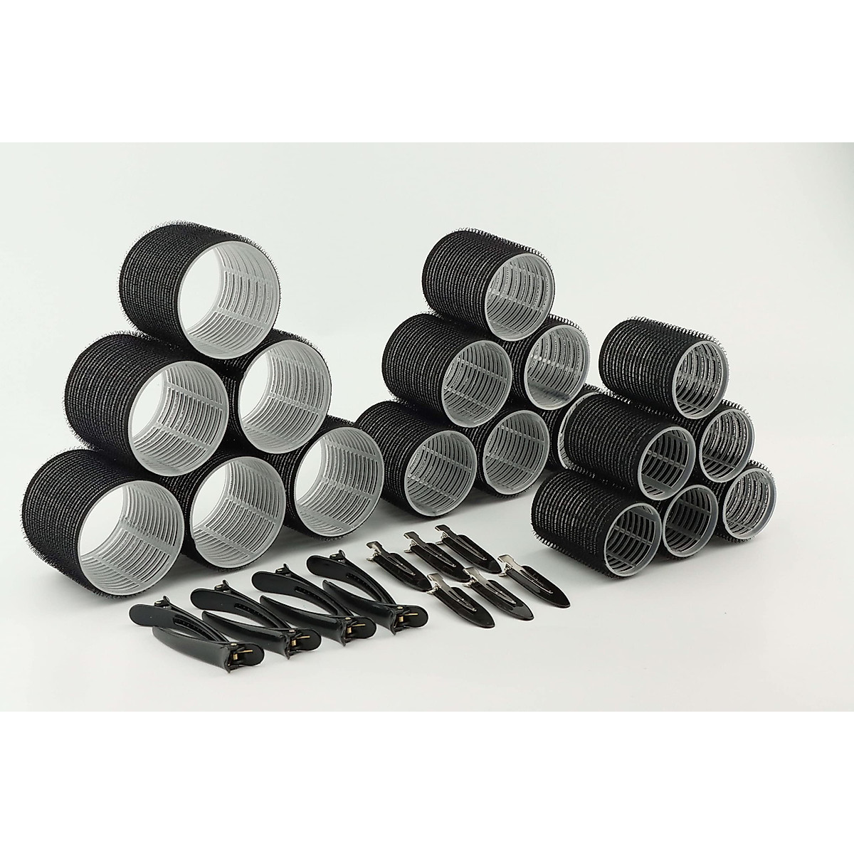 Hair Roller Set, Velcro Rollers, Jumbo Self-Grip 18pcs, 2.5in, 2in, 1.5in, No- Crease Hair Clips, Universal Roller Clips, Big Blowout Look