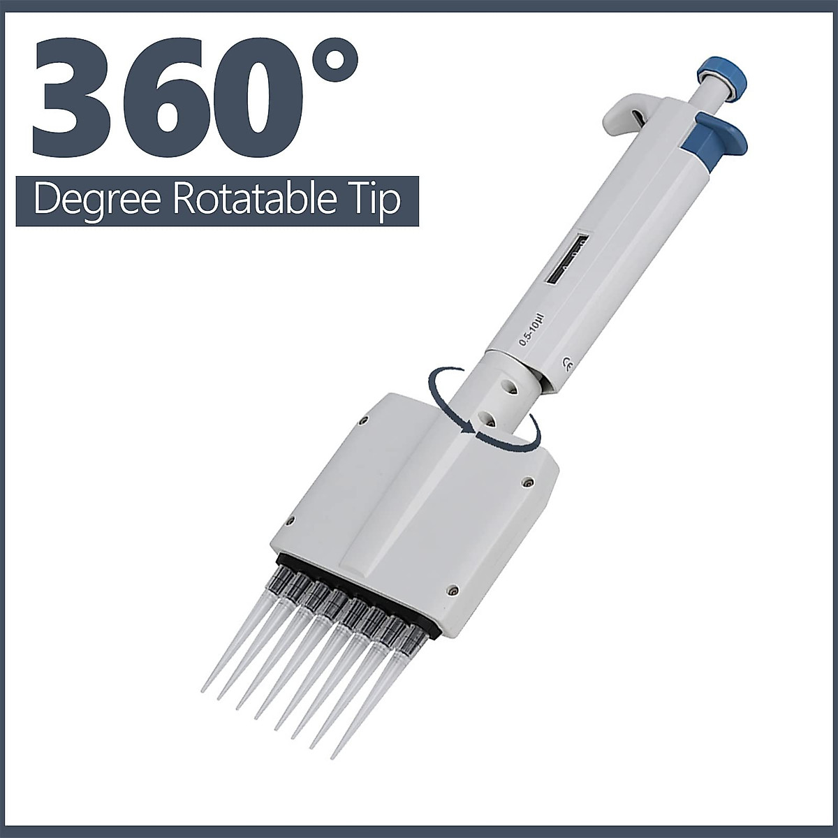 8-Channel Multichannel Pipett Adjustable Pipettor Micro Pipette Multichannel Pipette 0.5-10μl