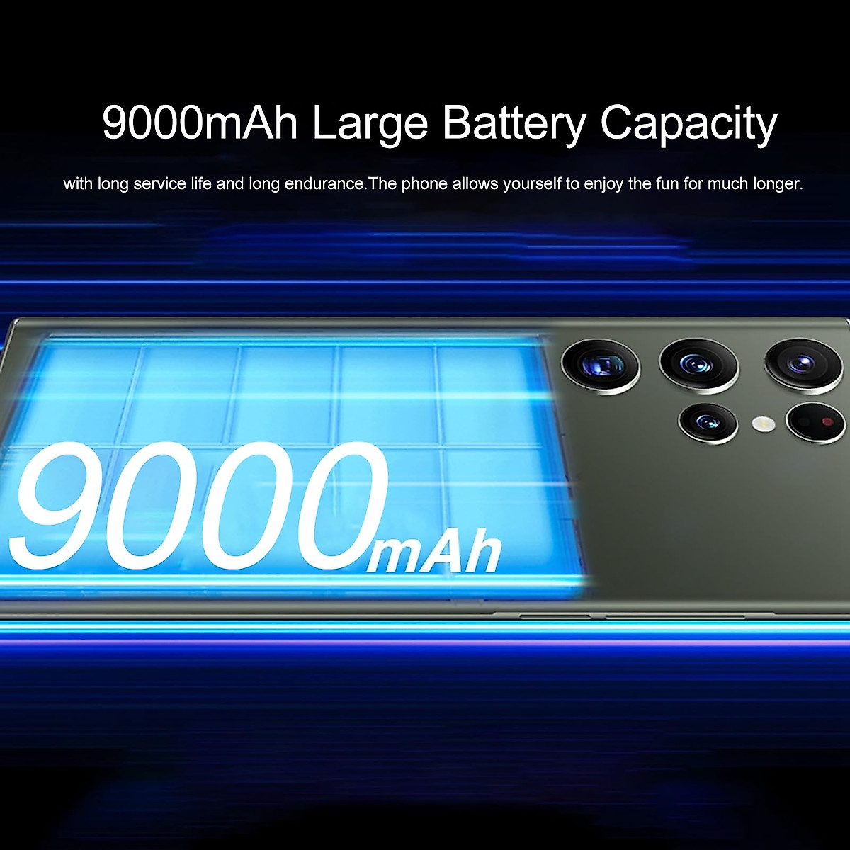 6.8 Inch Incell Super HD Screen Cell Phone, 9000mAh Battery with HiFiEarphones, 5GHz WiFi, 3G 2G Network Compatibility (White)