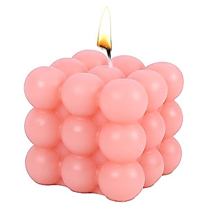 Bubble Candles - Cube Soy Wax Candle, Aesthetic Decor Scented Candle, Cute Pink Candles for Home, Holiday, Wedding & Party,Dinner Table, Halloween,Christmas (Pink)